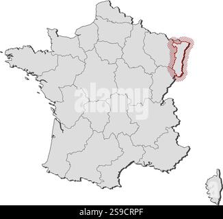Map of France with the provinces, Alsace is highlighted Stock Vector ...