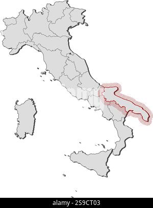Map of Italy with the provinces, Apulia is highlighted Stock Vector ...