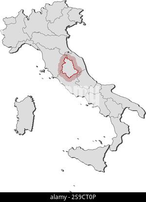 Map of Italy with the provinces, Umbria is highlighted Stock Vector ...