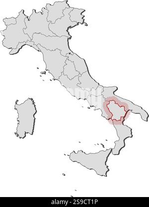 Map of Italy with the provinces, Basilicata is highlighted Stock Vector ...