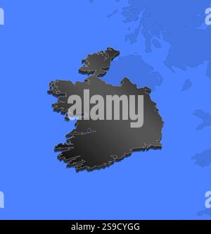 Map of Ireland and nearby countries, Ireland as a black piece Stock ...