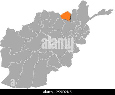 Map of Afghanistan with the provinces, Kunduz is highlighted Stock ...