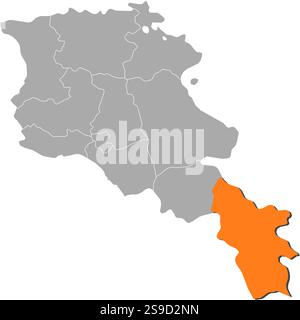 Map of Armenia with the provinces, Syunik is highlighted Stock Vector ...