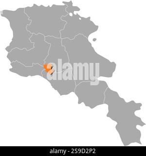 Map of Armenia with the provinces, Yerevan is highlighted Stock Vector ...