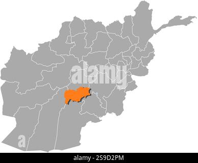 Map of Afghanistan with the provinces, Urozgan is highlighted Stock ...