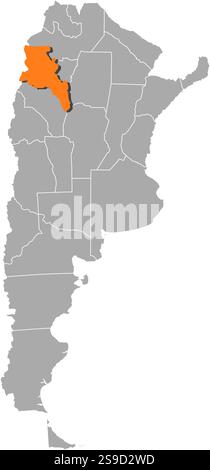 Map of Argentina as a gray piece., Catamarca is highlighted in red ...
