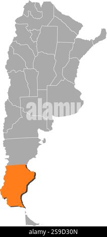 Map of Argentina with the provinces, Santa Cruz is highlighted Stock ...