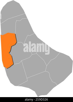 Map of Barbados with the provinces, Saint James is highlighted Stock ...