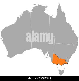 Map of Australia with the provinces, Victoria is highlighted in yellow ...