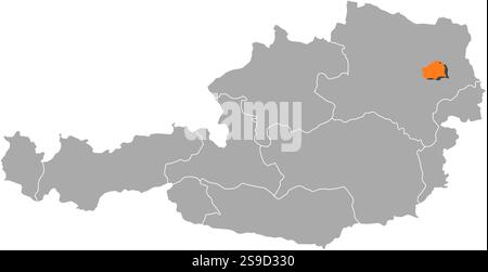 Map of Austria with the provinces, Vienna is highlighted Stock Vector ...