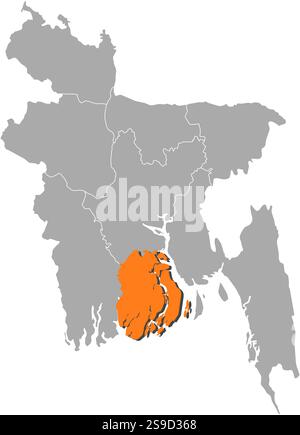Map of Bangladesh with the provinces, Barisal is highlighted Stock ...