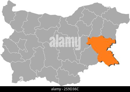 Map of Bulgaria with the provinces, Burgas is highlighted Stock Vector ...