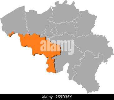 Map of Belgium with the provinces, Hainaut is highlighted Stock Vector Image & Art - Alamy