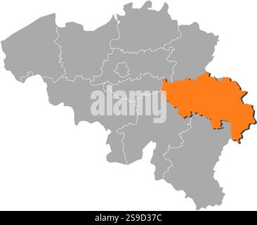 Map of Belgium as a gray piece., Liège is highlighted in red Stock ...