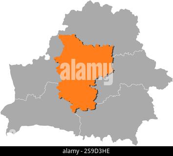Map of Belarus with the provinces, Minsk is highlighted Stock Vector ...
