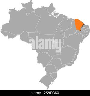 Map of Brazil with the provinces, Ceará is highlighted Stock Vector ...