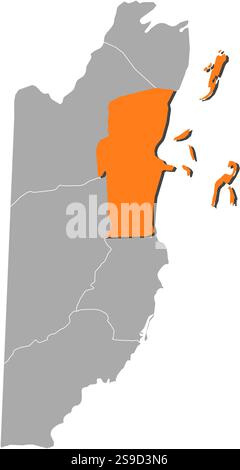 Map of Belize with regions. Just a simple country border map with ...