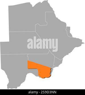 Map of Botswana as a gray piece, Southern is highlighted in red Stock ...