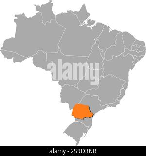 Map of Brazil with the provinces, Paraná is highlighted Stock Vector ...
