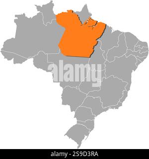 Map of Brazil with the provinces, Pará is highlighted Stock Vector ...