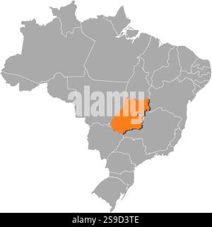 Map of Brazil with the provinces, Goiás is highlighted Stock Vector ...