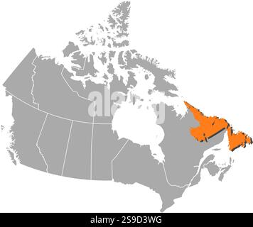 Map of Canada as a gray piece., Newfoundland and Labrador is ...