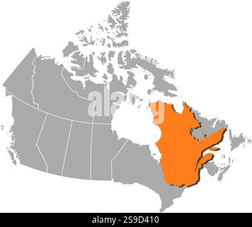 Map of Canada as a gray piece., Quebec is highlighted in red Stock ...
