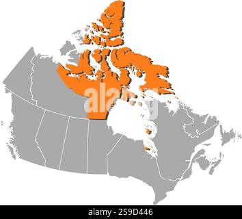 Map of Canada with the provinces, Nunavut is highlighted Stock Vector ...