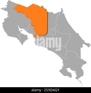 Map of Costa Rica with the provinces, Alajuela is highlighted Stock ...