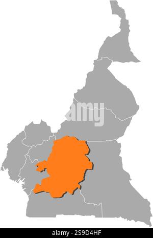 Map of Cameroon with the provinces, Centre is highlighted Stock Vector ...