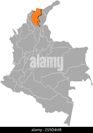 Map of Colombia with the provinces, Magdalena is highlighted Stock ...