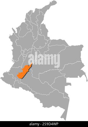 Map of Colombia with the provinces, Huila is highlighted Stock Vector ...