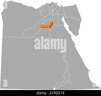 Map of Egypt as a gray piece, Beni Suef is highlighted in red Stock ...