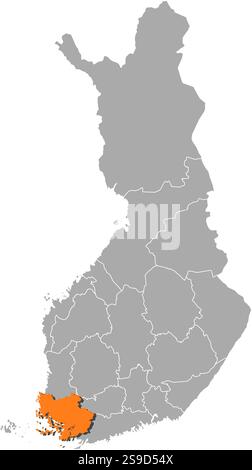 Map of Finland as a gray piece., Finland Proper is highlighted in red ...
