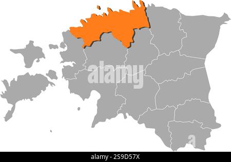 Map of Estonia with the provinces, Harju is highlighted Stock Vector ...