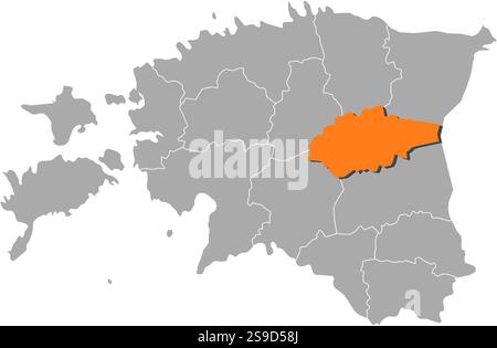 Map of Estonia with the provinces, Jõgeva is highlighted Stock Vector ...