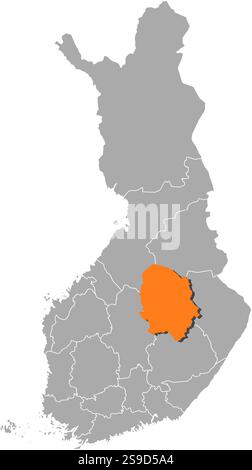Map of Finland with the provinces, Northern Savonia is highlighted ...