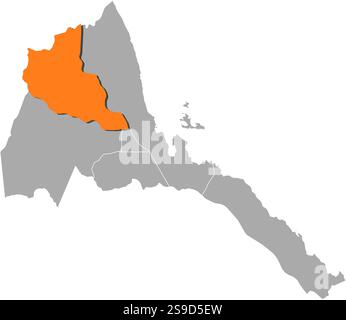 Outline map of Eritrea marked with red line Stock Vector Image & Art ...