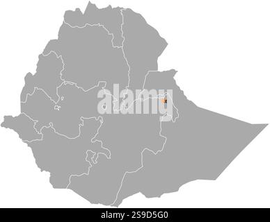 Map of Ethiopia with the provinces, Harari is highlighted Stock Vector ...