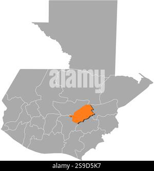 Map of Guatemala as a gray piece, El Progreso is highlighted in red ...