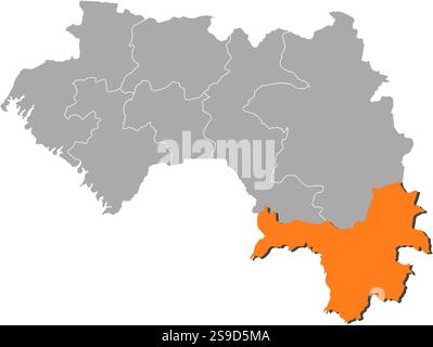 Map of Guinea with the provinces, Nzérékoré is highlighted Stock Vector ...