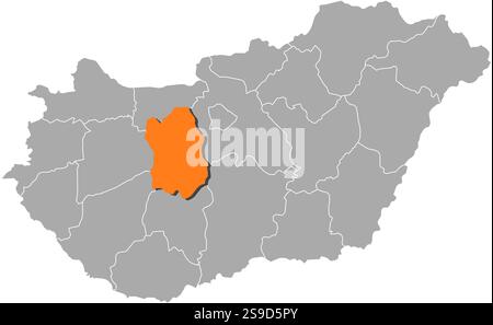 Map of Hungary with the provinces, Fejér is highlighted Stock Vector ...