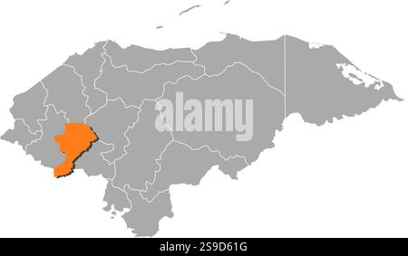 Map of Honduras with the provinces, Intibucá is highlighted Stock ...