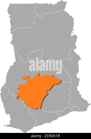 Map of Ghana with the provinces, Ashanti is highlighted Stock Vector ...