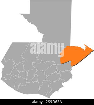 Map of Guatemala as a gray piece, Izabal is highlighted in red Stock ...