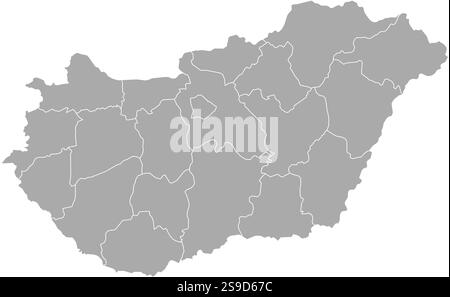 Map of Hungary with the provinces Stock Vector Image & Art - Alamy