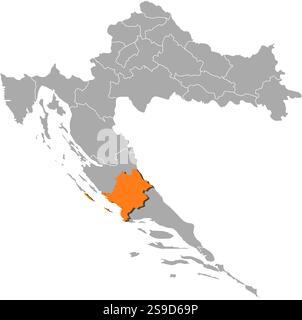 Map of Croatia with the provinces, Sibenik-Knin is highlighted Stock ...