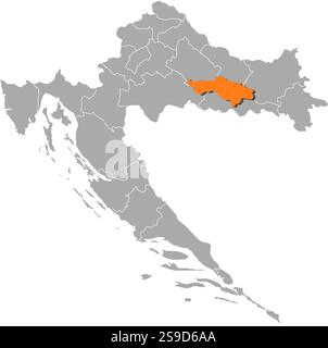 Map of Croatia with the provinces, Pozega-Slavonia is highlighted Stock ...