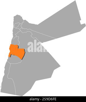 Map of Jordan with the provinces, Karak is highlighted Stock Vector ...