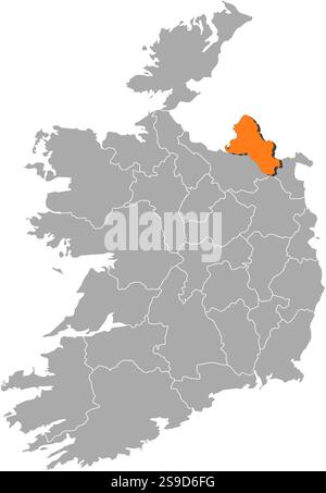 Map of Ireland with the provinces, Monaghan is highlighted Stock Vector ...